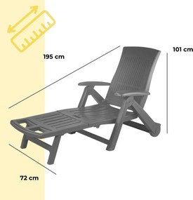 Zahradní lehátko ZIRCONE, 72×195×101 cm, antracitová I.P.A.E-Progarden