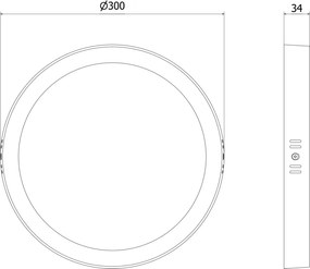 Mexen LDSR, LED stropní svítidlo, průměr 30 cm, 24W, studená - 6500K, 1920 lm, černá - L212-030-2465-70