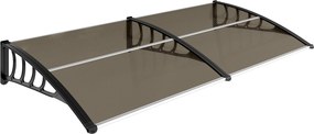 Outsunny Ochranný Slunečník 200x96 cm Exteriérový Kryt pro Dveře a Okna proti Slunci a Dešti s PP Polykarbonátovou Oporou Hnědá