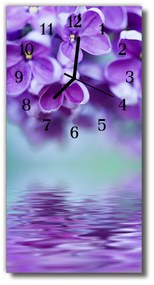 Skleněné hodiny vertikální Fialové lila květiny