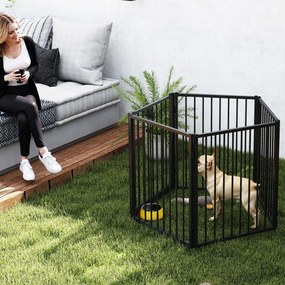 PawHut Park pro psy, park pro zvířata, 5 panelů, přenosný skládací plot, bezpečný, černý