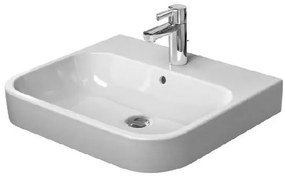 Duravit Happy D.2 - Umyvadlo 60x51 cm, s přepadem, s otvorem pro baterii, WonderGliss, bílá 23186000001