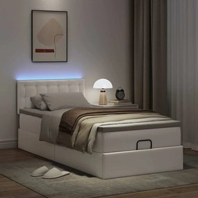 Osmanský rám postele s matrací čistě bílý 90x190 cm umělá kůže 3312128