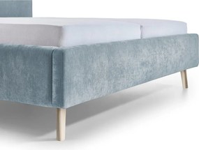 Světle modrá čalouněná dvoulůžková postel s roštem 180x200 cm Mattis – Meise Möbel