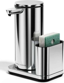 Simplehuman - Dávkovač mycího prostředku na postavení, bezdotykový, s držákem houbičky, lesklá nerez ST1091