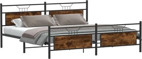 Kovový rám postele bez matrace kouřový dub 193 x 203 cm 3325095