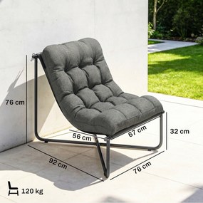 Lounge chair Outdoor Ergonomická zahradní židle s polštářem šetrným k pokožce Široký sedák Ocelový rám Tmavě šedá barva