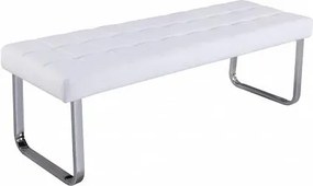 Praktická bílá lavice BRAND, ekokůže, chrom