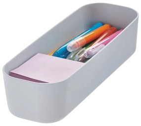 Šedý úložný box iDesign Eco Bin, 27,43 x 9,14 cm