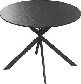 HOMCOM kulatý jídelní stůl pro 4, Ø 100 cm, průmyslový design, ocelové nohy, černý