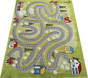 DY Zelený dětský koberec s motivem města Color Kids 02 Rozměr: 100x150 cm