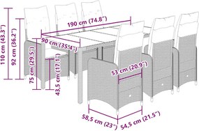 7dílný zahradní bistro set s poduškami béžový polyratan 3277101