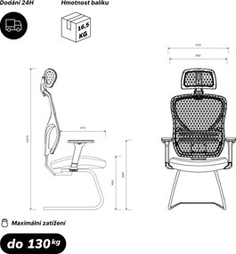 Černá kancelářská konferenční židle s opěrkou hlavy ORBIT