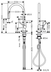 Hansgrohe Talis M54, páková kuchyňská baterie 210, vytahovatelný výtok, 1jet, matná černá, HAN-72802670