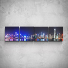 4-dílný obraz - Noční Hong Kong - PopyDesign