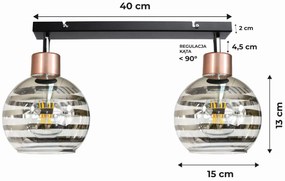 BERGE Stropní svítidlo 2xE27 GLASS BALL měděné pruhy