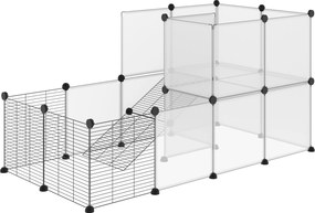 PawHut Kotec pro malé domácí zvířata - 27 panelů s možností přizpůsobení tvaru pro morčata, králíky, činčily 140x70x70 cm