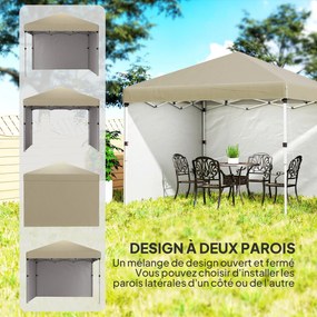 Outsunny Palanda pro Zahradu s Pop-Up Systémem, Skládací Altán s Nastavitelnou Výškou, Ochrana UV 30+ s 2 Bočními Stěnami - Součástí Nosič - Pro Venko