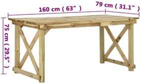 vidaXL Marketos Zahradní stůl 160 x 79 x 75 cm dřevo