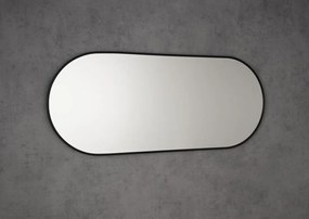 Sapho Arowana oválné zrcadlo v rámu 120 x 50 cm s osvětlením černá mat AWB1250