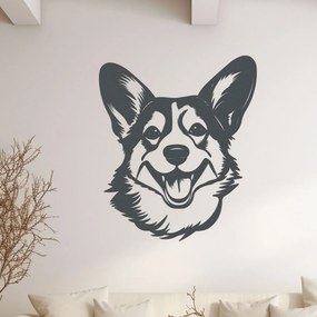dřevo života Dřevěná dekorace na stěnu psa Corgi hlava Zvolte rozměr (cm): 34x40, Zvolte barvu dekoru: Antracitová