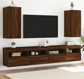 vidaXL Nástěnné TV skříňky s LED 2 ks 30,5 x 35 x 70 cm [837243] Barva: hnědý dub