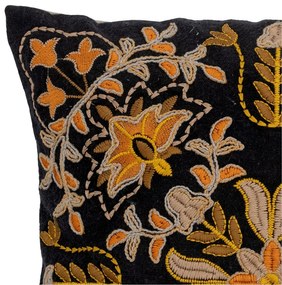 Černo-oranžový bavlněný polštář Bloomingville Colmar 45 x 45 cm