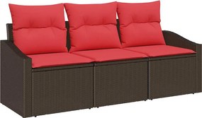 Set pohovek 3 ks Hnědá polyratan 3346584