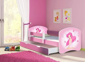 Dětská postel - Růžová víla 2 180x80 cm + šuplík růžová
