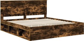 Rám postele Kouřový dub 180 x 200 cm Masivní borové dřevo 3409322