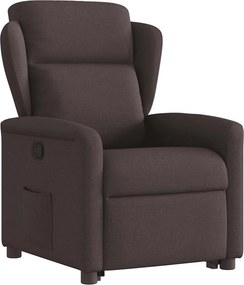 Zvedací polohovací křeslo tmavě hnědé textil 3303139