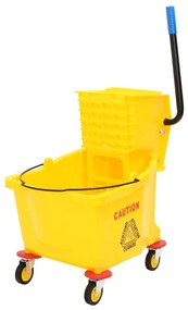 Kbelík na mop se ždímačkou a kolečky žlutý 36 l polypropylen 154461