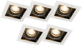 Sada 5 zapuštěných reflektorů z bílé oceli - Carree