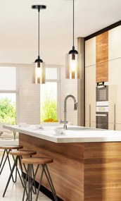 Černo-hnědý závěsný lustr Bistro pro žárovku E27  - Candellux