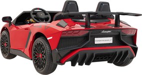 Ramiz Elektrické autíčko Lamborghini Aventador SV pro 2 děti červené + dálkové ovládání 2,4 GHz + EVA pěna + LED audio