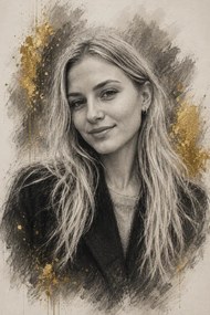 Foto obraz z vlastní fotky na plátno – Charcoal & Gold luxusní portrét