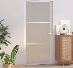 vidaXL Interiérové dveře 93 x 201,5 cm černé ESG sklo a hliník [350554] Barva: Bílá a mléčná