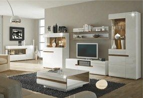 Komoda, bílá extra vysoký lesk HG/dub sonoma truflový, LYNATET 40