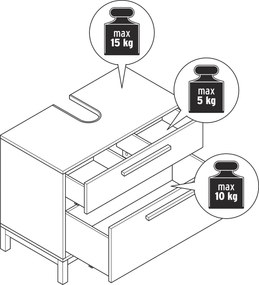 Tchibo - Skříňka pod umyvadlo Eklund se 2 zásuvkami - barva: šedá