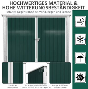 Outsunny box na odpadky Uzamykatelný box na 2 odpadkové koše z oceli v zelené barvě 178,5x104,5x128,5/113 cm ideální pro zahradu a terasu | Aosom.de