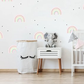 INSPIO Samolepky na zeď pro holčičky - Pastelové duhy s puntíky