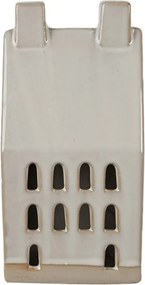 Béžová dekorace porcelánový domek s Led světýlky Christmas House M - 8*6*15 cm