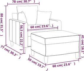 Křeslo s podnožkou žluté 60 cm samet 3201103