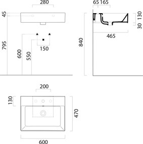GSI Sapho Kube X 9431111 umyvadlo 60 x 47 cm