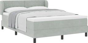 Postel s boxspringem s čelo Světle šedá 160 x 200 cm samet 3340340
