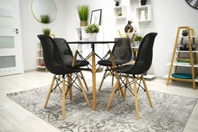 Set tří jídelních židlí MARO černé (hnědé nohy) (3ks)