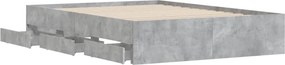 Rám postele se zásuvkami betonově šedý 135 x 190 cm kompozit 3207311