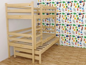 Vomaks Patrová postel s výsuvnou přistýlkou PPV 015 Rozměr: 80 x 180 cm, Barva: bezbarvý lak, Prostor mezi lůžky: 80 cm