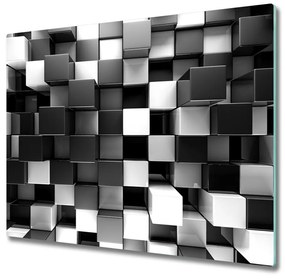 Skleněná krájecí deska Kostky abstrakce 60x52 cm