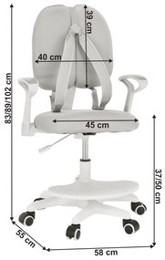 Kondela Rostoucí židle s podnoží a šlemi, šedá/bílá, ANAIS